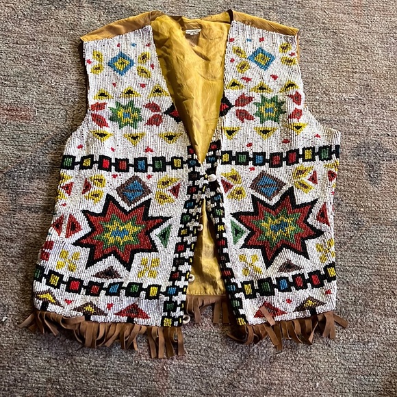 Tops | Vintage Beaded Vest Native Americanlooking Pattern | Poshmark